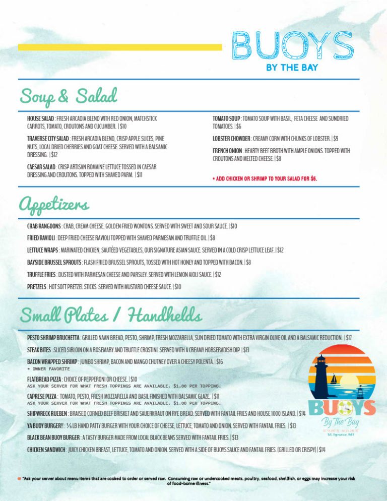 Menu - Buoys By The Bay